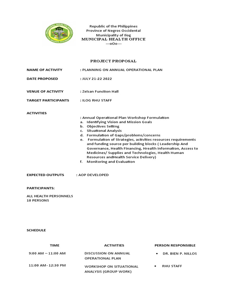 Project Proposal 2022 LPIH | PDF | Lunch | Health Sciences