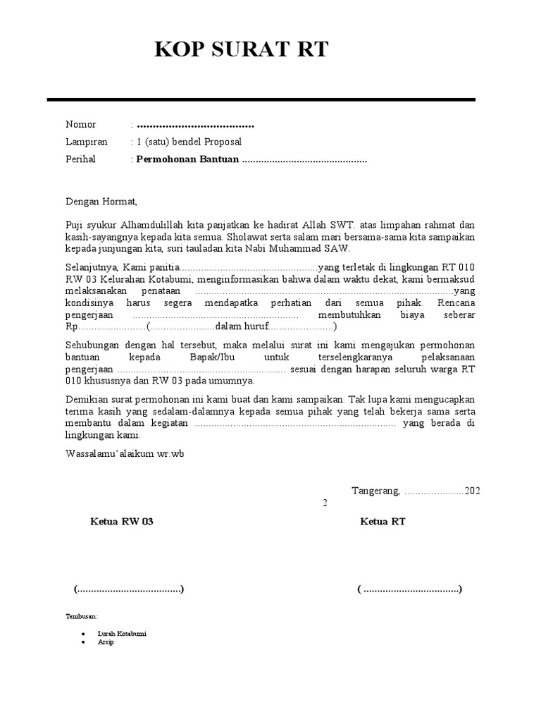 Contoh Proposal RT | PDF | Griya & Taman
