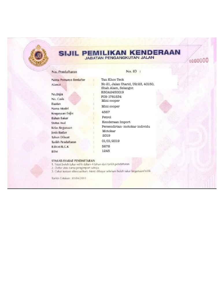 Geran Kereta | PDF