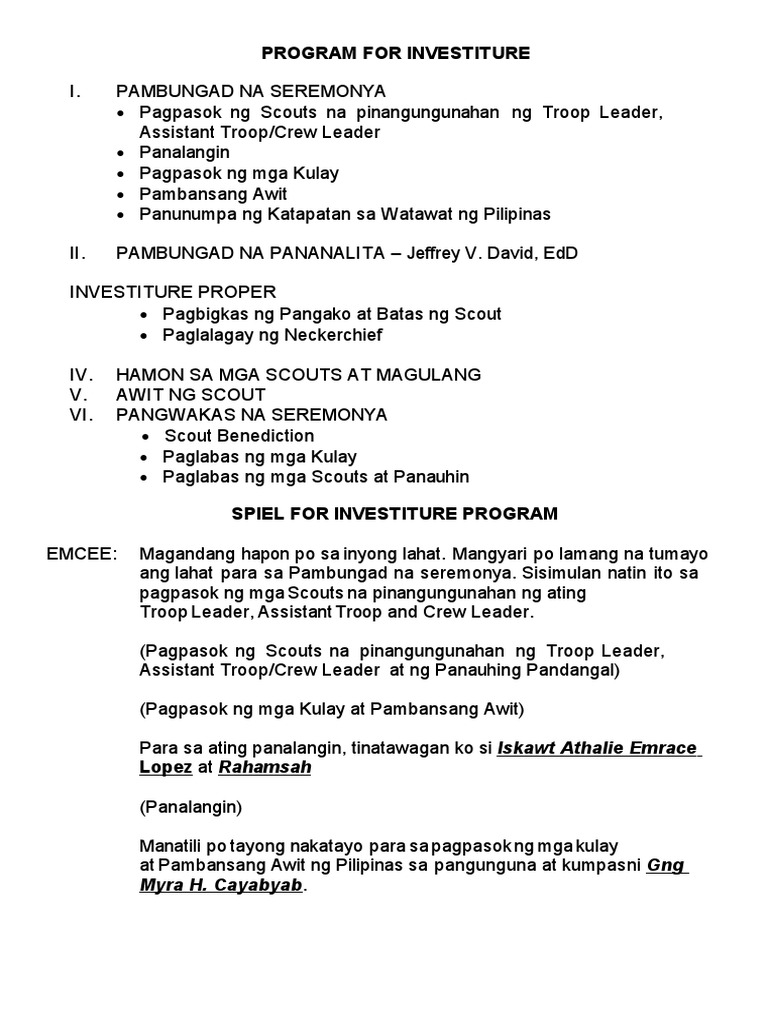 Program Pagtatalaga Over All | PDF