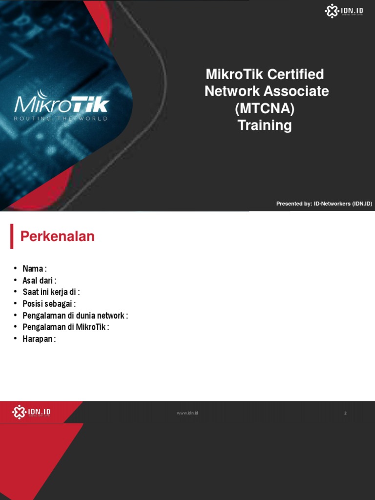 Pelatihan Sertifikasi MTCNA MikroTik | PDF
