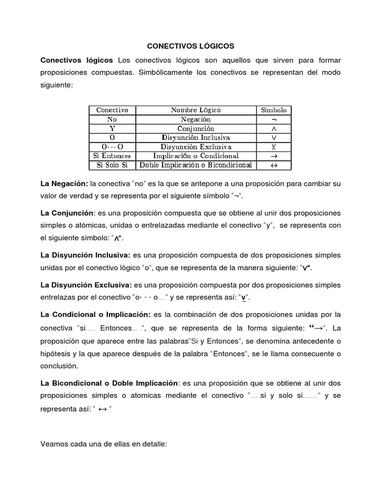 Conectivos Lógicos: Guía Completa | PDF | Si y solo si | Proposición