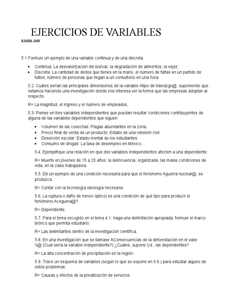 Ejercicios de Variables | PDF