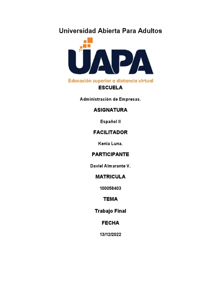 Trabajo Final, Español II | PDF