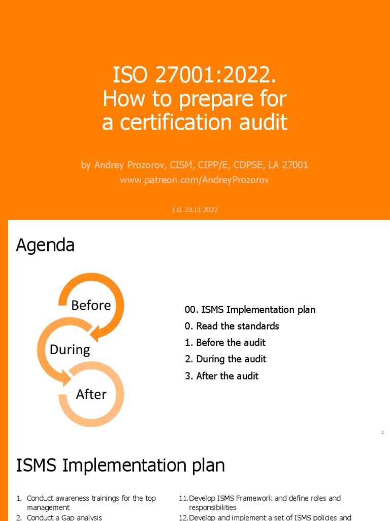 ISO 27001 - 2022. How To Prepare For A Certification Audit | PDF | Audit | Information Security