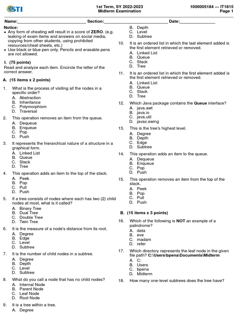 Mt It1815 Data Structures And Algorithms Pdf Queue Abstract Data Type Theoretical
