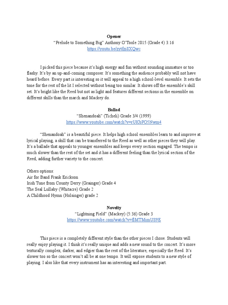 High School Concert Program | PDF | Performing Arts