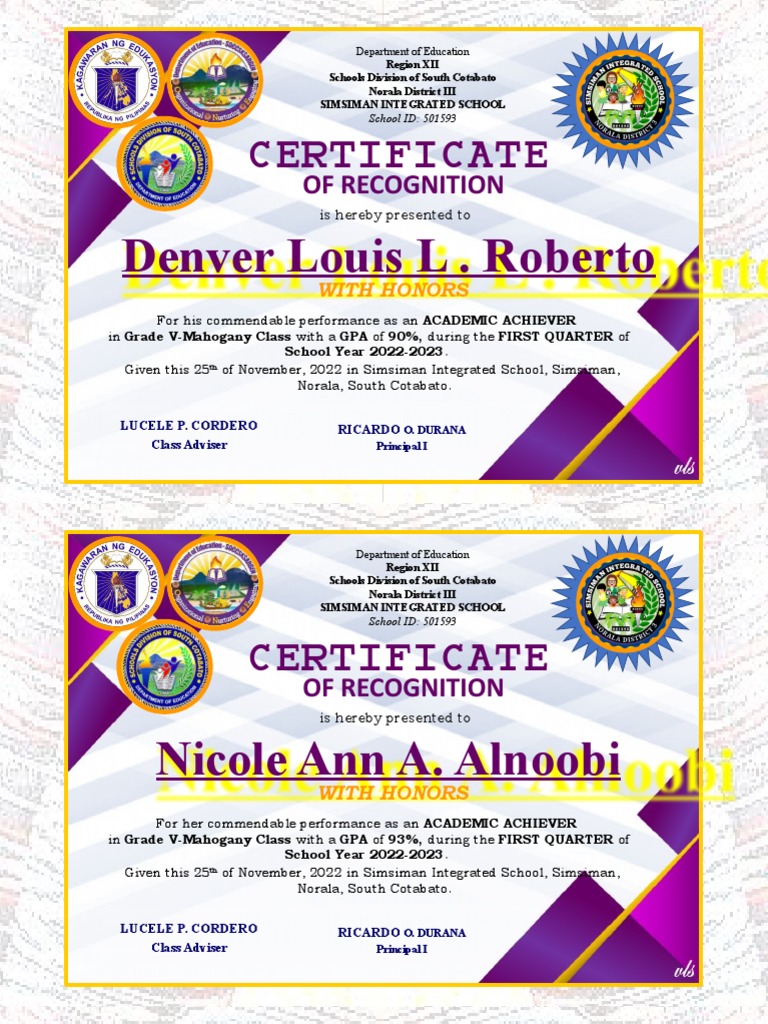 Certificate For Achievers | PDF | Evaluation | Education Issues