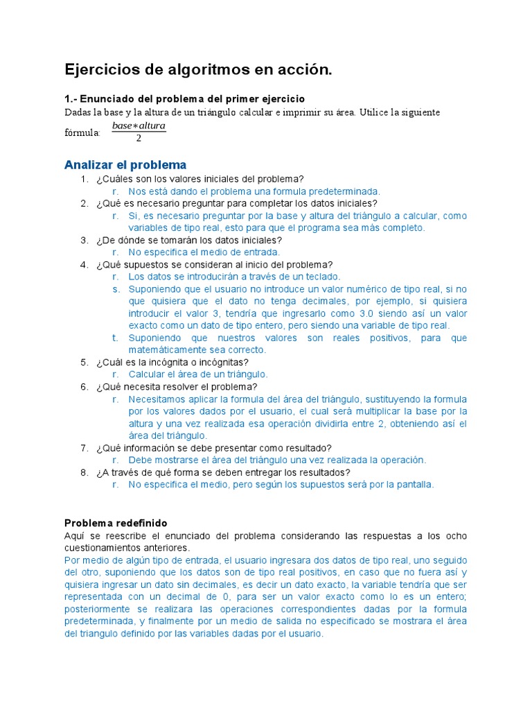 Ejerciciosde Algoritmos | PDF | Triángulo | Algoritmos