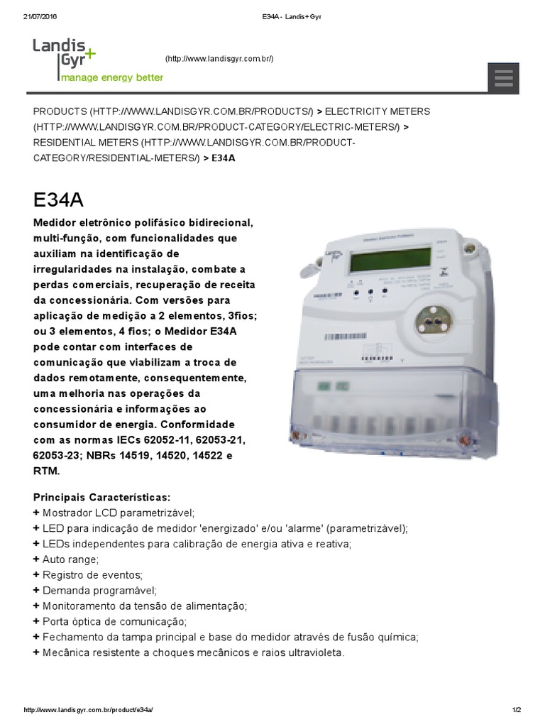 E34A - Landis+Gyr | PDF | Engenharia Elétrica | Eletricidade