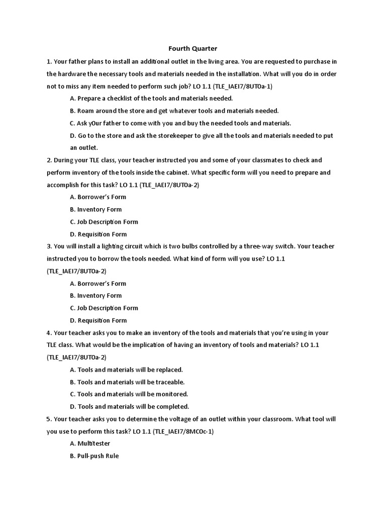 20 HOTS Questions Grade 8 EIM 4th Quarter | PDF