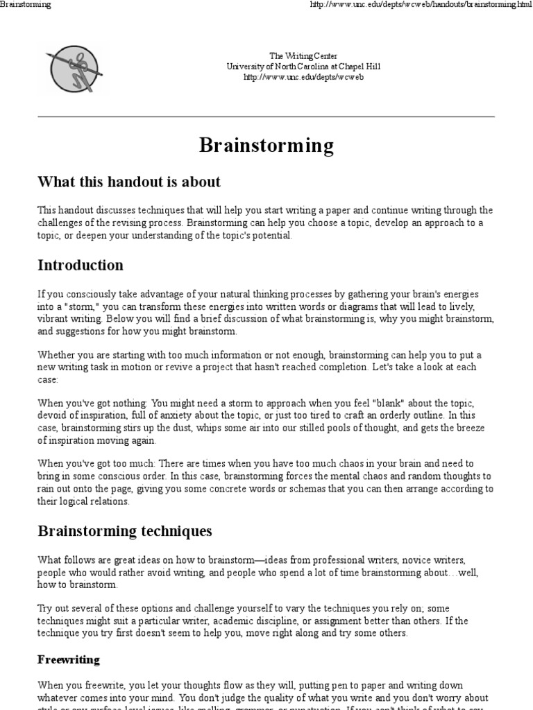 Brainstorming: What This Handout Is About | PDF | Brainstorming | Idea