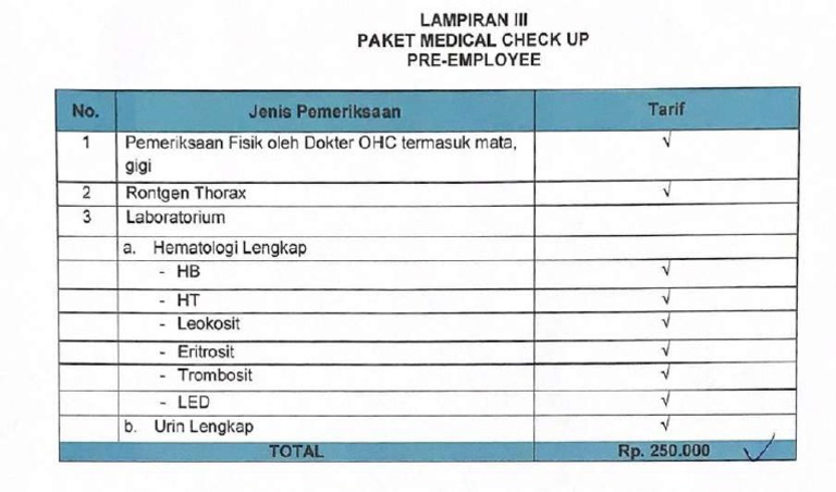 List Pemeriksaan Mcu | PDF