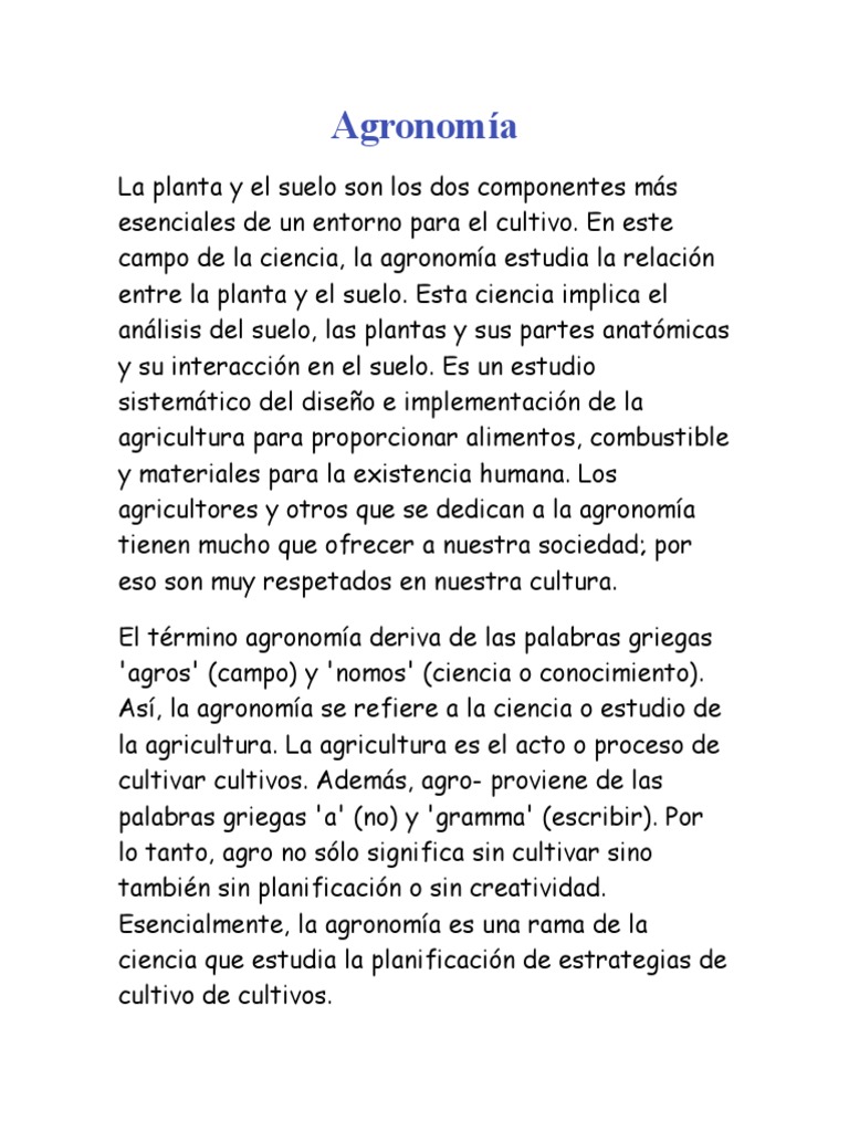 Agronomia Ensayo | PDF | Agricultura | Agronomía