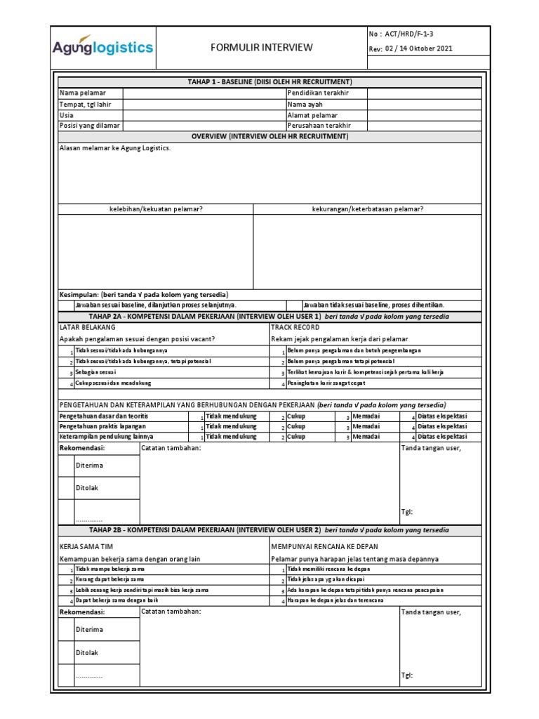 HRD - F-1-3 Form Interview Rev 2 (211022) | PDF