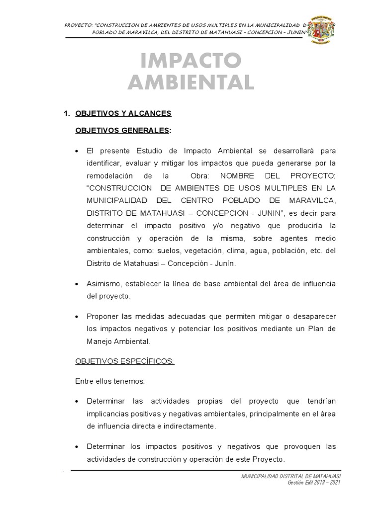 Impacto Ambiental | PDF | Evaluación de impacto ambiental | Entorno natural