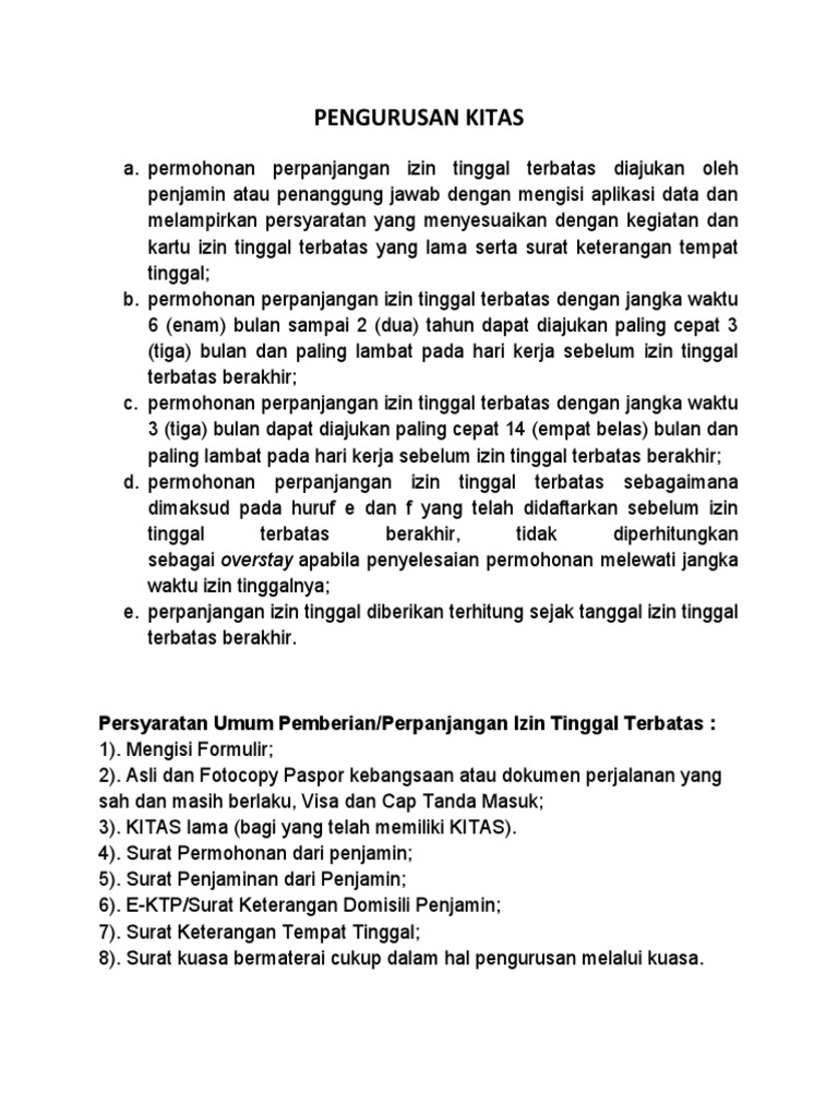 Pengurusan Kitas | PDF