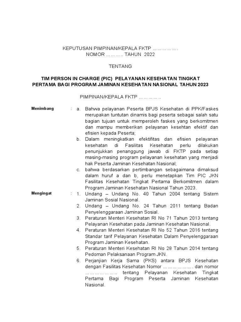 SK Tim Ppic JKN 2023 | PDF