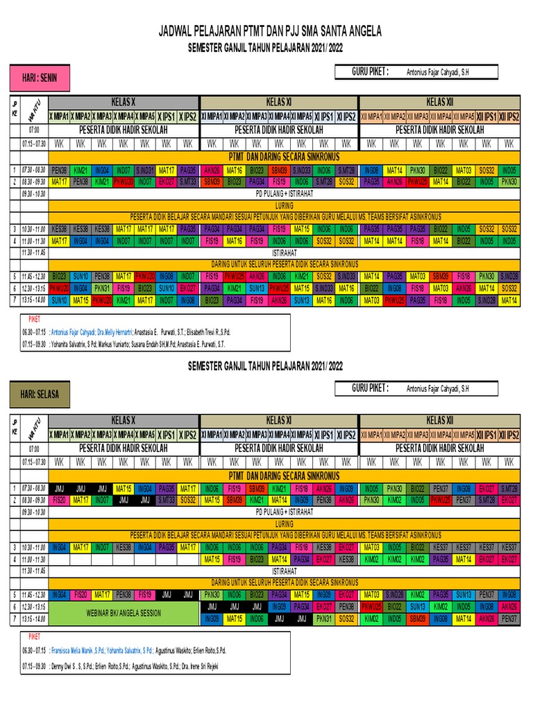 JADWAL PTMT DAN PJJ PER 20 September 2021 | PDF