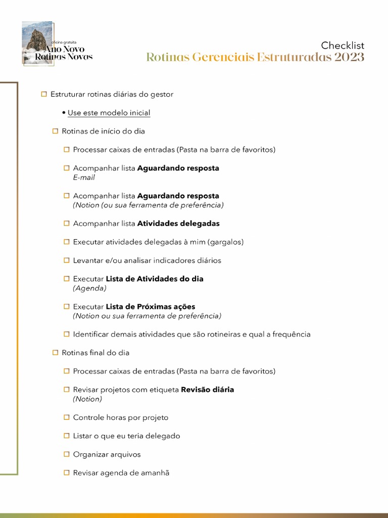 Checklist Rotinas Gerenciais Estruturadas 2023 | PDF