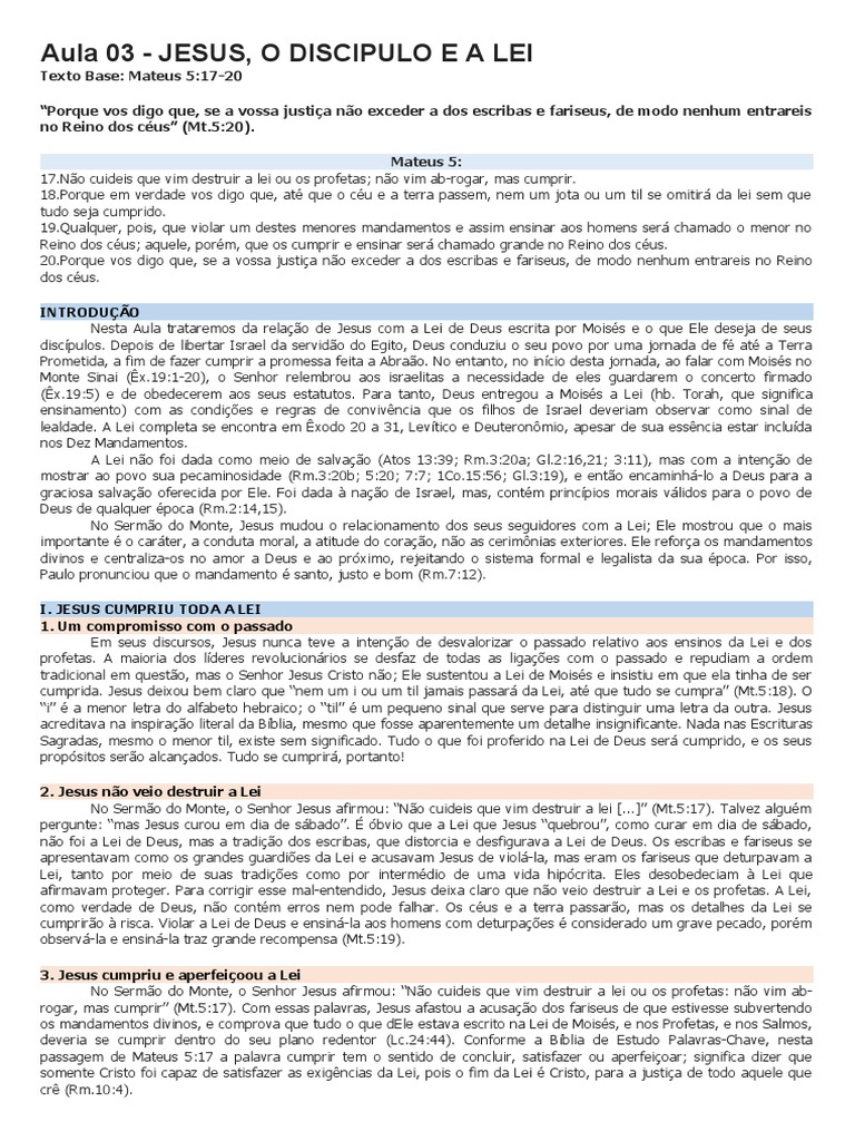 Jesus e a Lei: Cumprimento e Significado | PDF | Jesus | Pecado