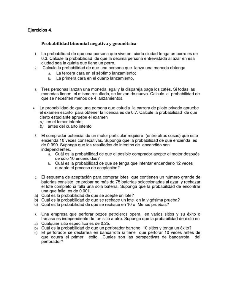 Ejercicios 4 | PDF | Probabilidad