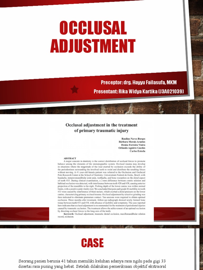 Rika W.K. - Oclusal Adjusment | PDF