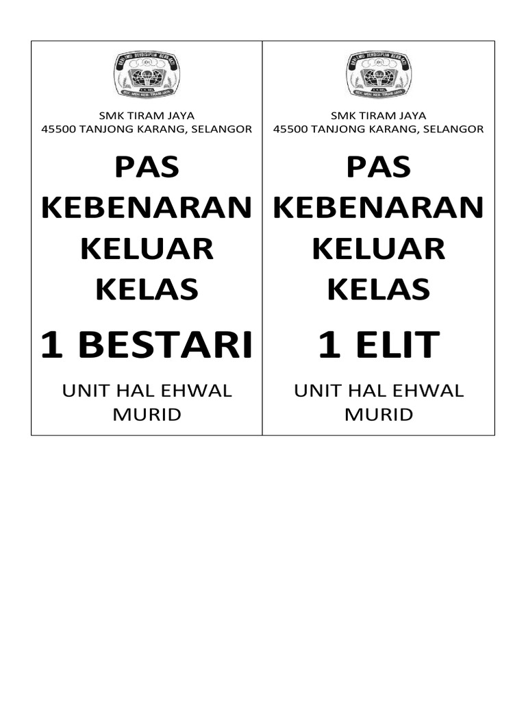 Pas Keluar Kelas | PDF