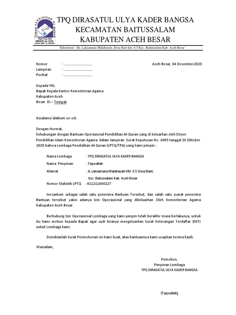 Contoh Surat SKT Dan Pernyataan | PDF