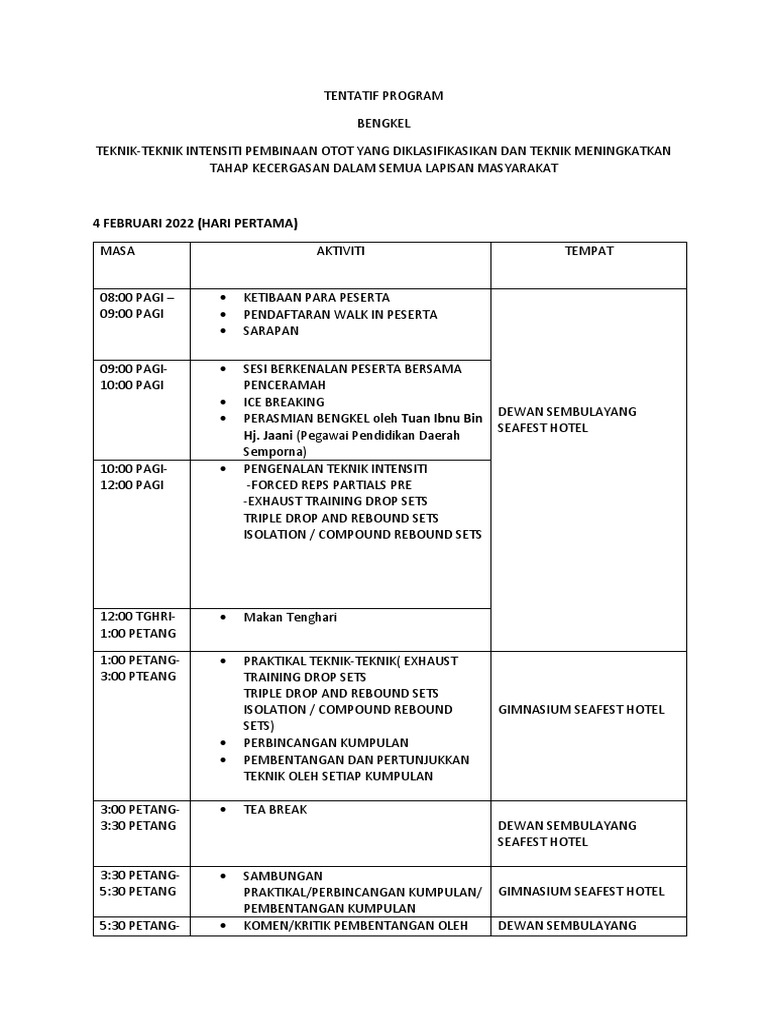 Tentatif Program Event | PDF
