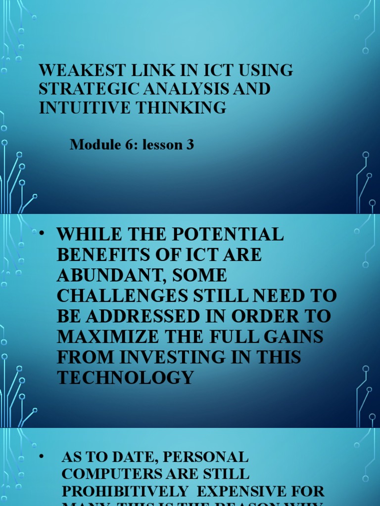 Weakest Link in Ict Using Strategic Analysis and Intuitive Thinking | PDF | Information And ...