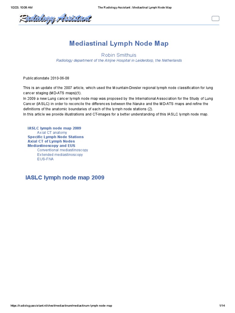 The Radiology Assistant Mediastinal Lymph Node Map Pdf Aorta Lung