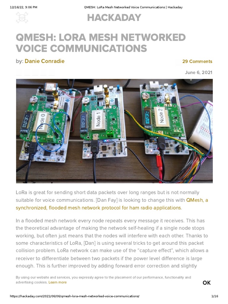 QMESH - LoRa Mesh Networked Voice Communications - Hackaday | PDF | Electromagnetic Interference ...