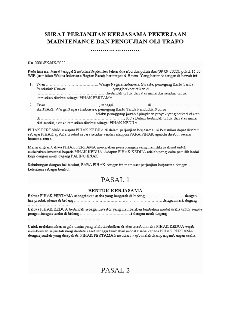 PKJ Bagi Hasil | PDF