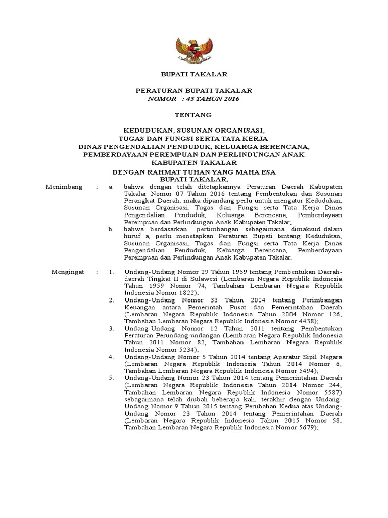 Tupoksi Dinas Pengendalian Penduduk, Keluarga Berencana, Pemberdayaan Perempuan Dan Perlindungan ...