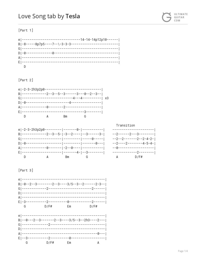 Love Song 2 Tab by Tesla | PDF | Oral Literature | Recorded Music