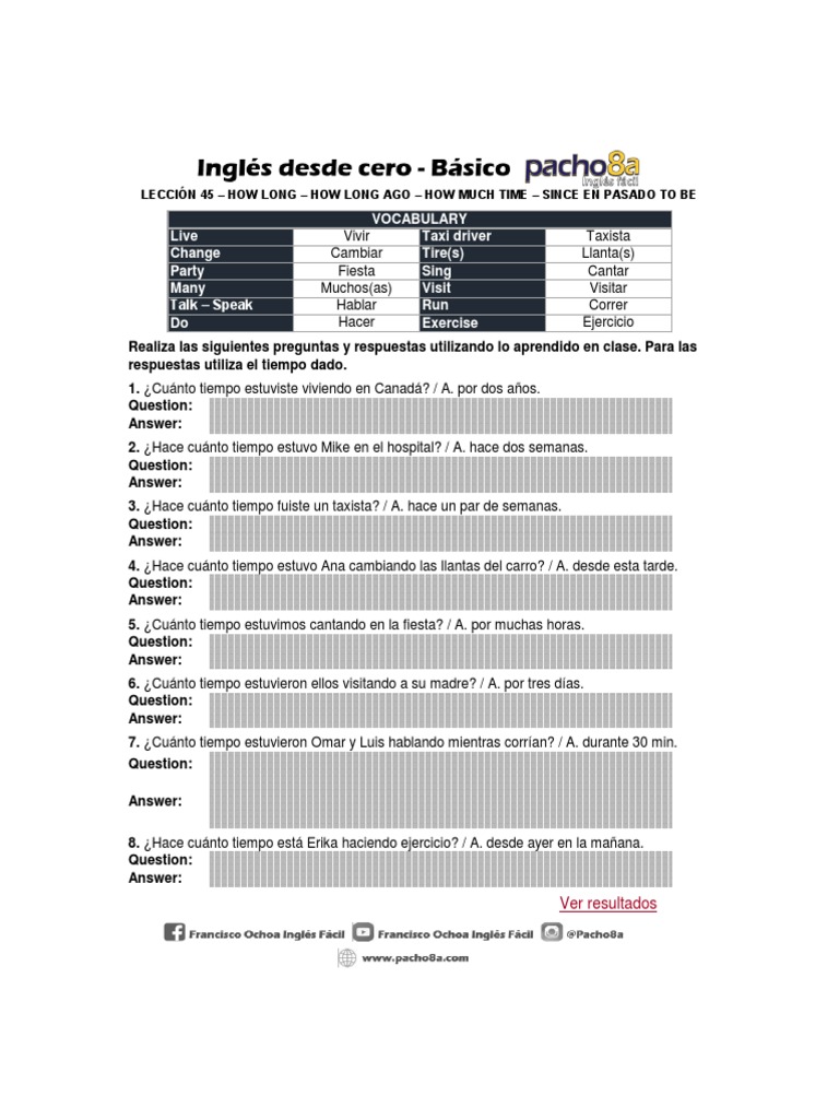 Lección 45 - How Long - How Long Ago - How Much Time - Since To Be ...