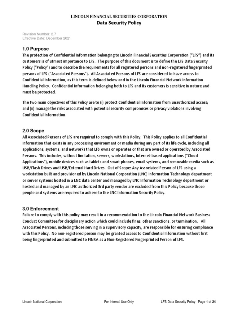 2022 Data Security Policy | Download Free PDF | Transport Layer ...