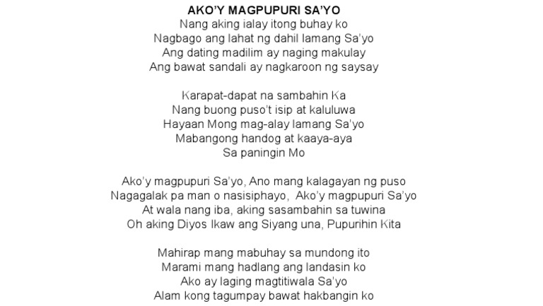Ako'y Magpupuri Sayo - Lyrics | PDF