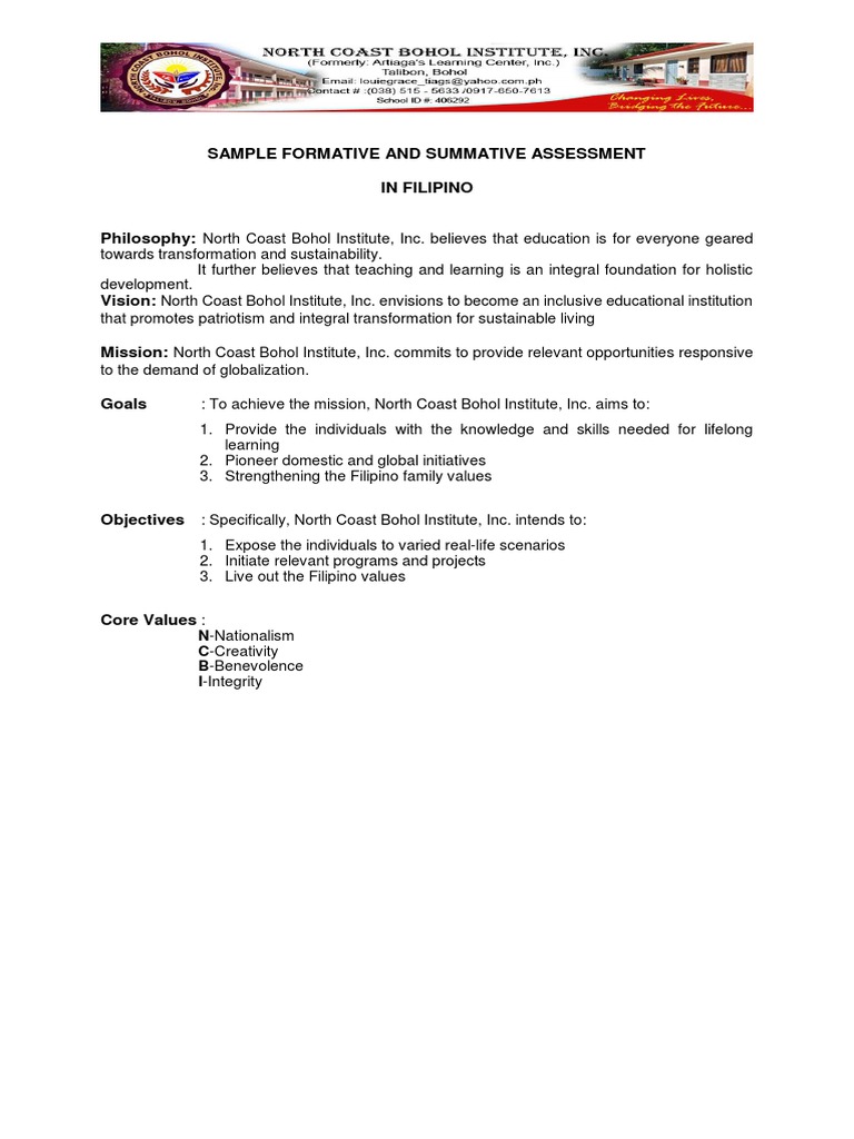 Filipino Sample Assessment | PDF