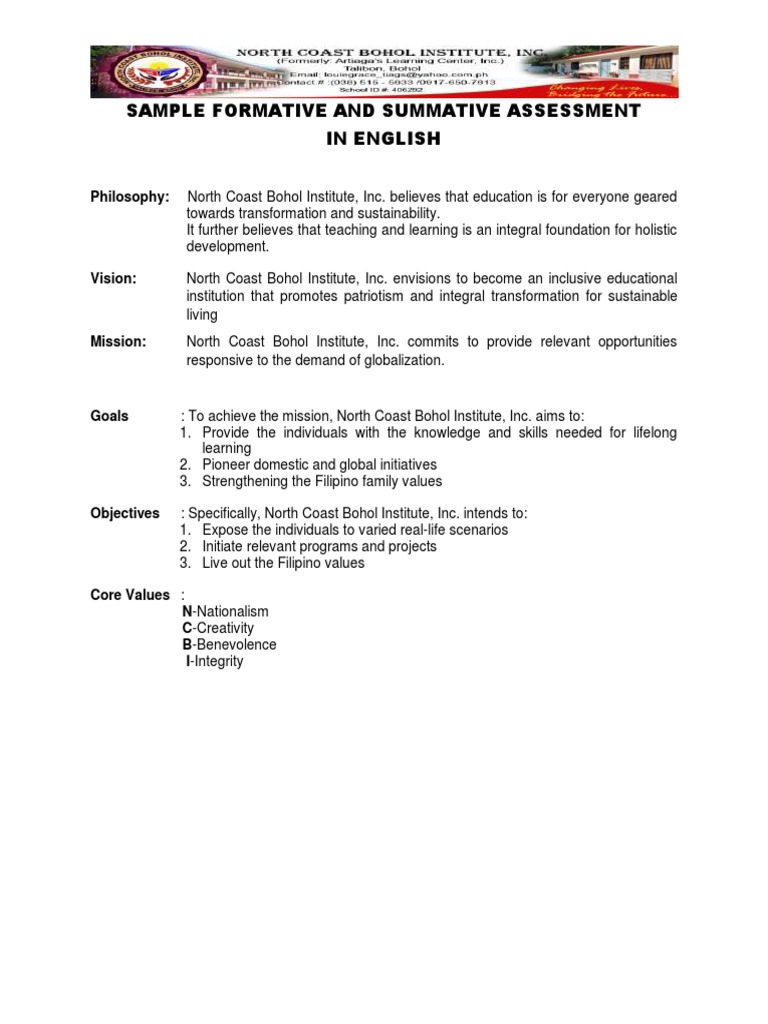 ENGLISH_SAMPLE-FORMATIVE-AND-SUMMATIVE-ASSESSMENT (1) | PDF