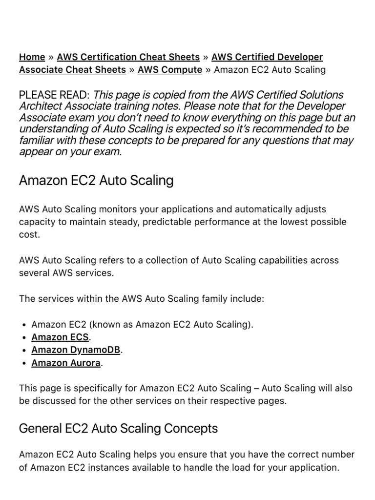 1.4-Amazon EC2 Auto Scaling - Digital Cloud Training | PDF | Amazon Web ...