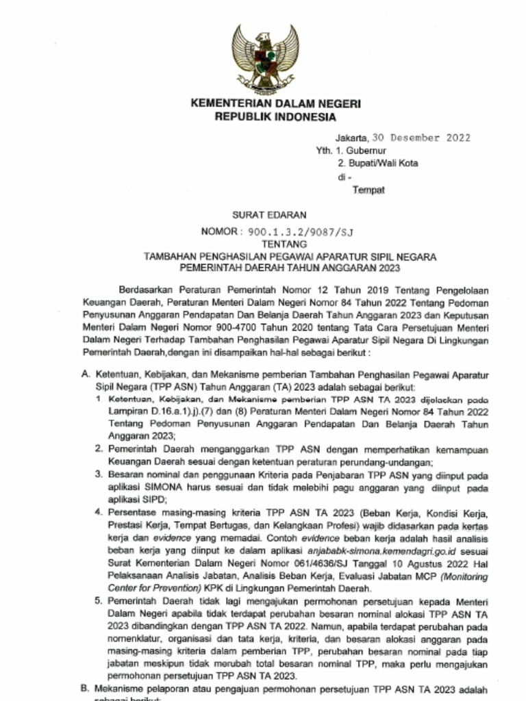 SE TPP ASN Pemerintah Daerah TA 2023 (Stample) | PDF