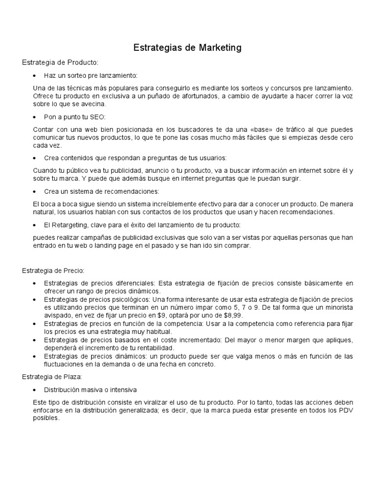 Estrategias de Marketing | Descargar gratis PDF | Marketing | Producto (Negocio)