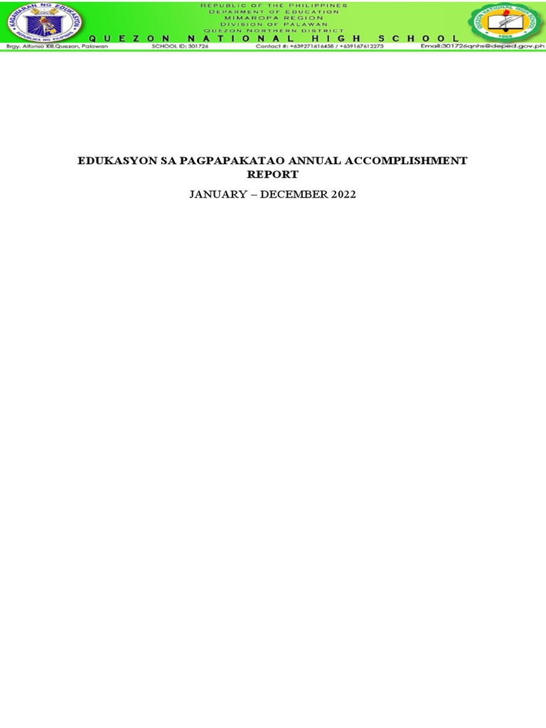 Esp Annual Accomplishment Report | PDF | Learning | Teachers