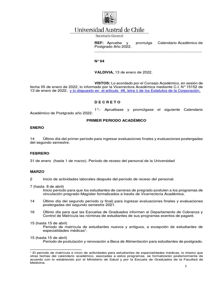 Calendario Academico UACH | PDF