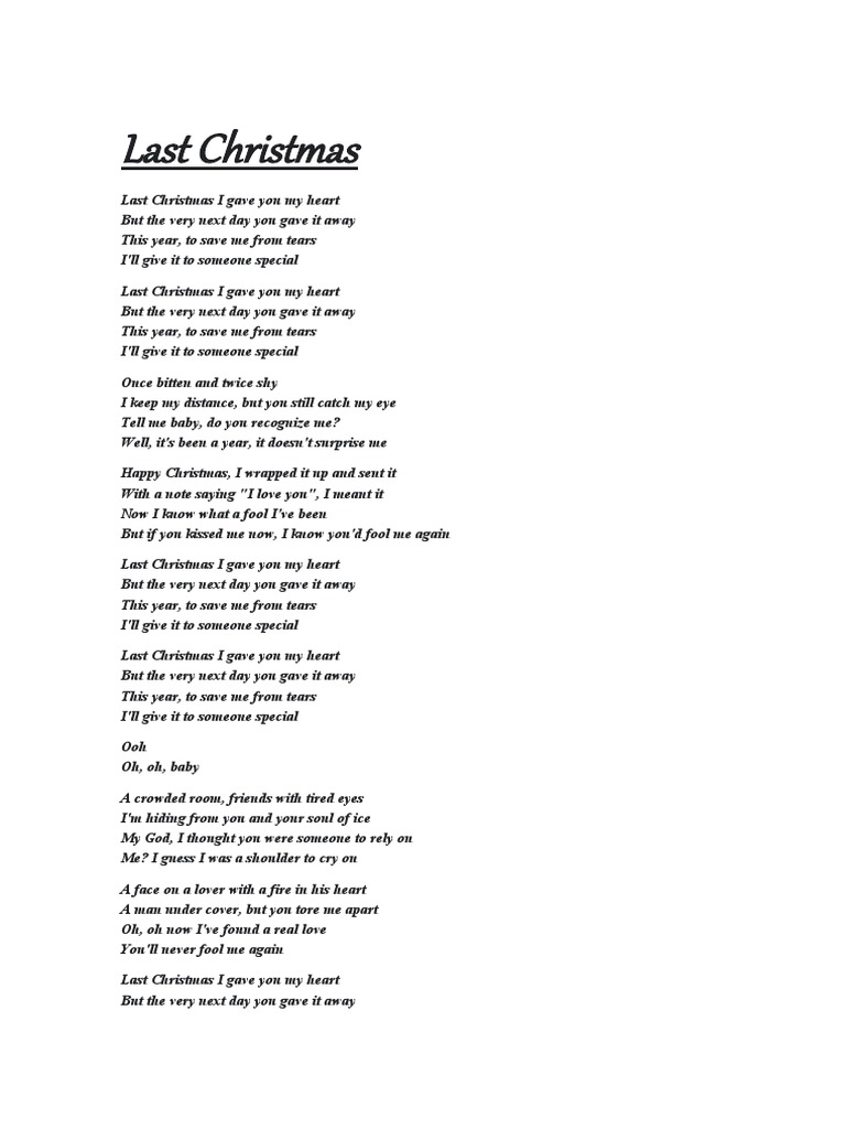 Last Christmas Song Lyrics | PDF