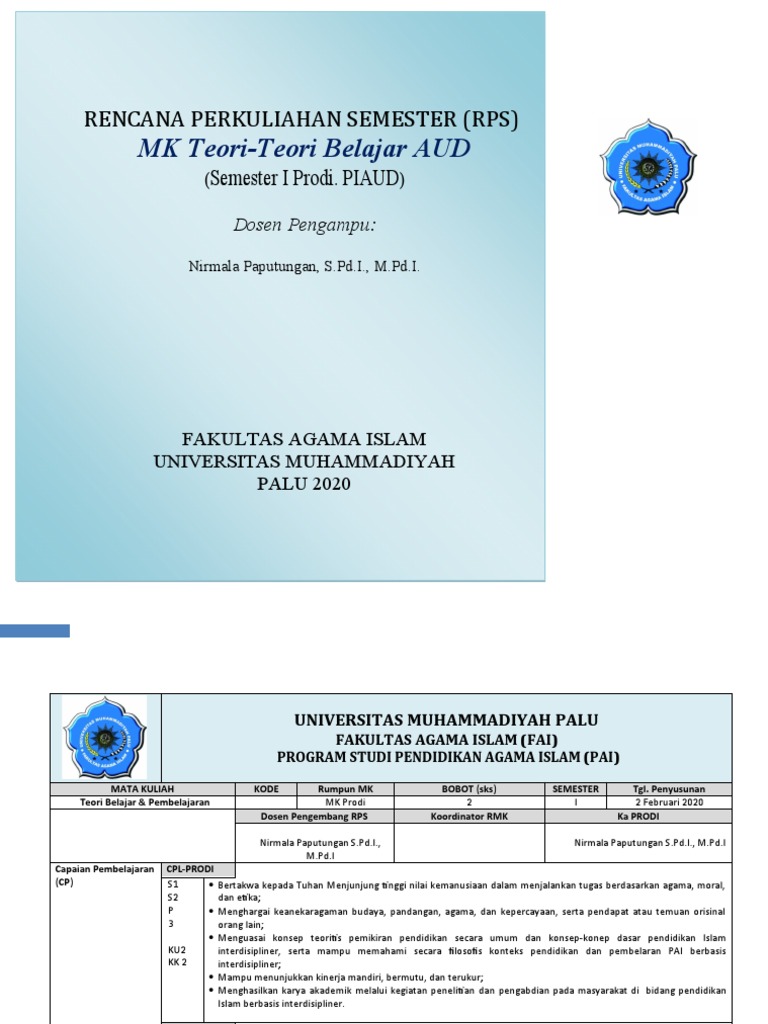 RPS Teori Belajar Aud | PDF