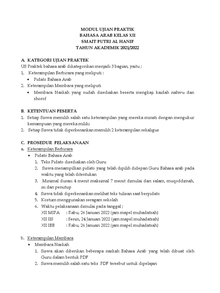 MODUL UJIAN PRAKTIK Kelas 12 2021-2022 | PDF