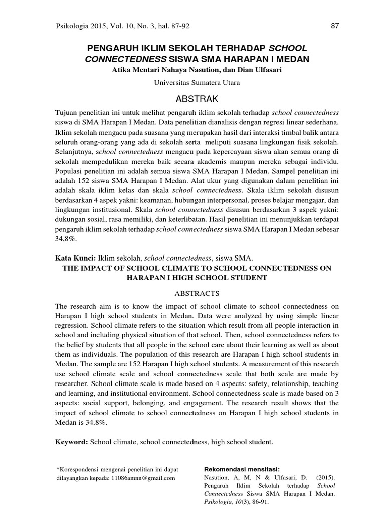 School Connectedness | PDF | Human Development | Behavioural Sciences